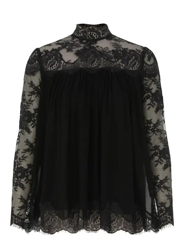 Zimmermann Lace-panel High-neck Top - Black