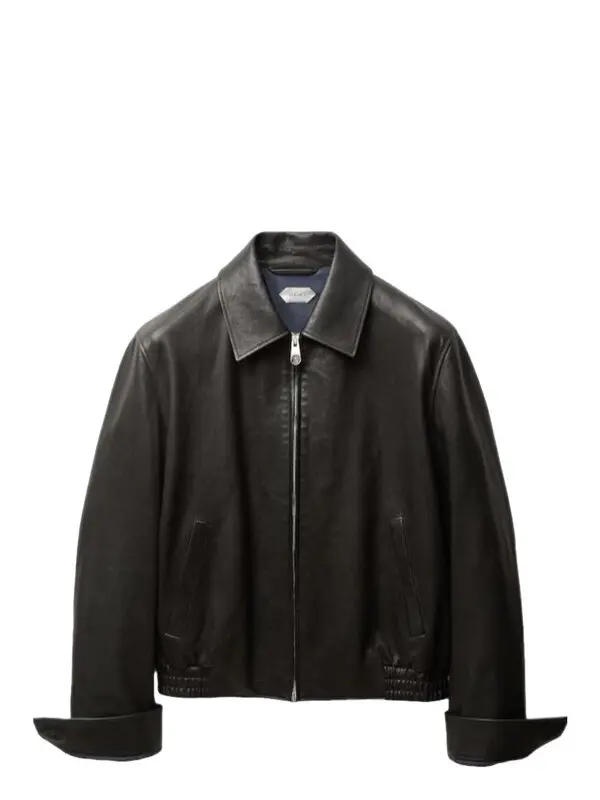 Versace Leather Zip-up Blouson - Black