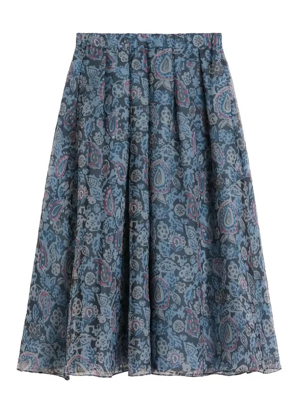 Max Mara Paisley Print Flared Skirt - Light Blue