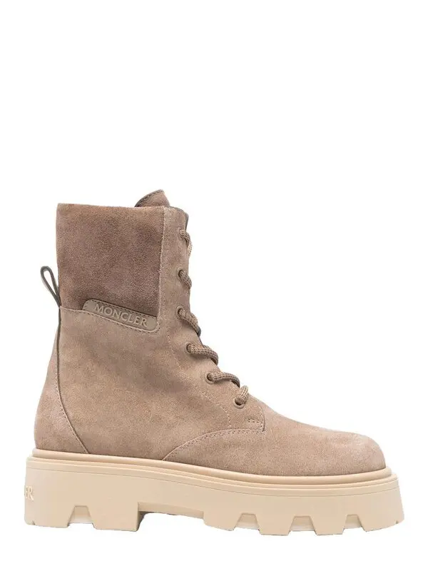 Moncler Logo Patch Lace Up Boots - Nude
