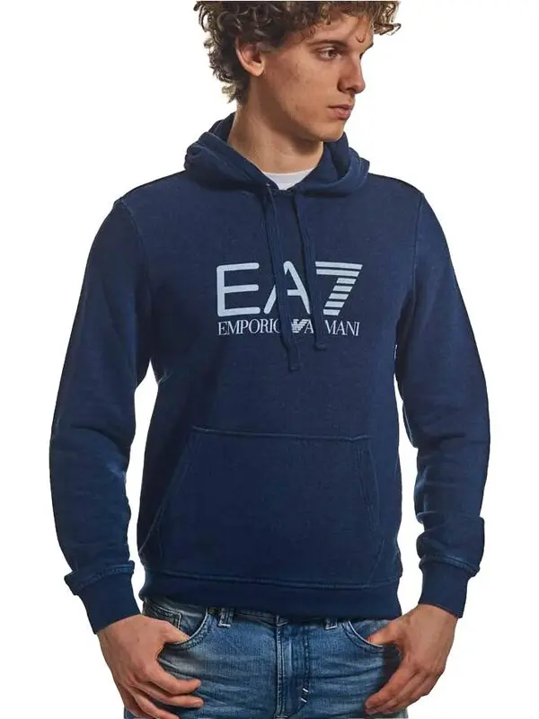 EA7 Logo Detail Hoodie - Blue