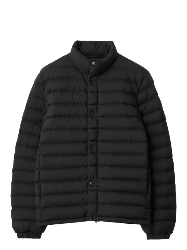 Burberry Quilted Down Jacket With Equestrian Knight Design - Black