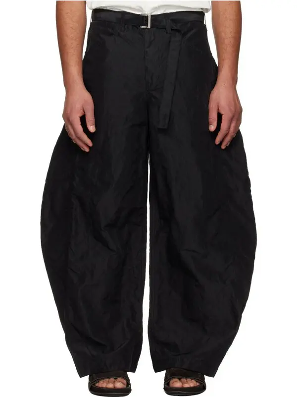 Sacai Pleated Belt Loop Casual Pants - Black