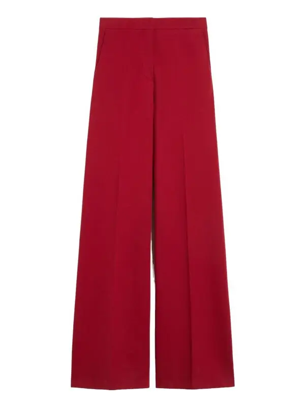 Max Mara High-waisted Palazzo Pants With Side Pockets - Deep Red