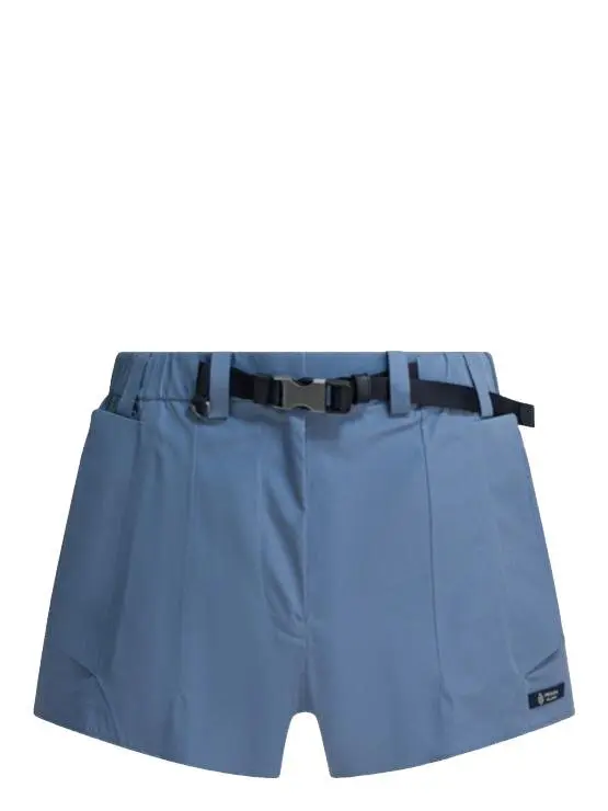 Prada Belted Ruffle-waist Shorts - Star Blue