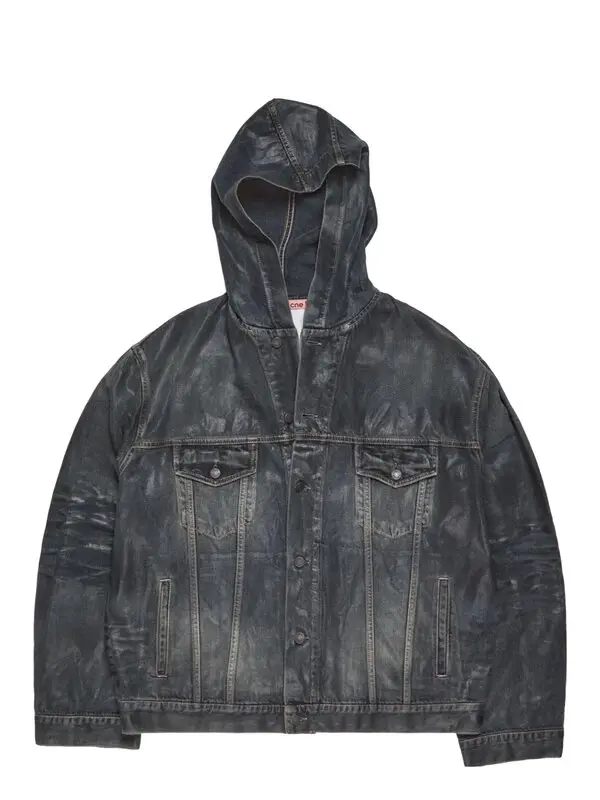Acne Studios Hooded Buttoned Denim Jacket - Black