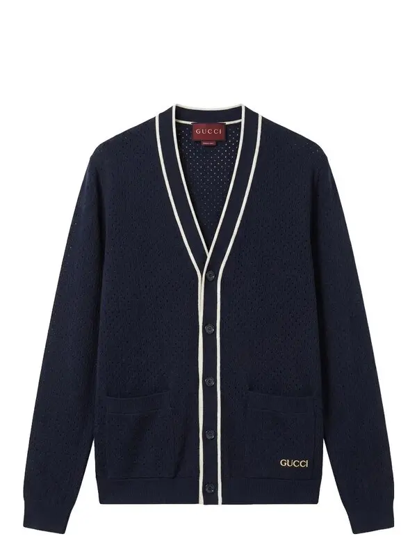 Gucci Long-sleeved Knitted Cardigan - Blue