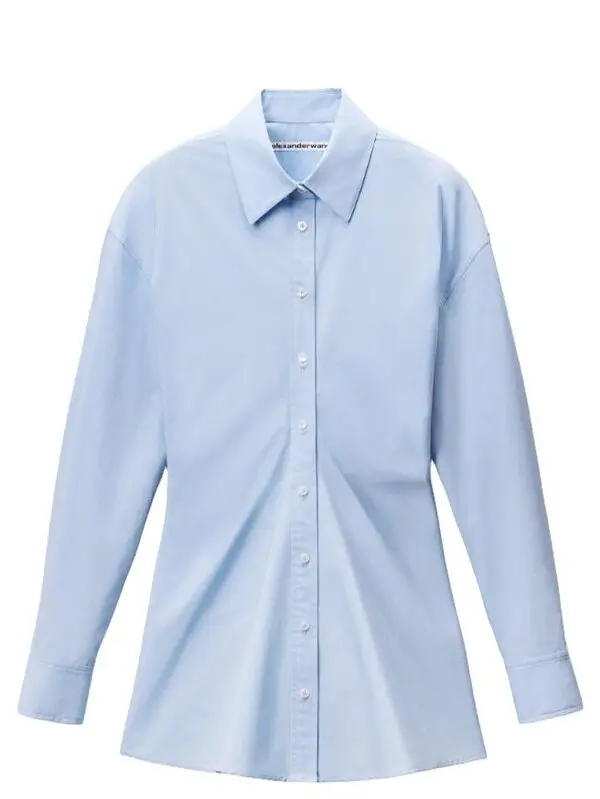 Alexander Wang Stretch Cotton Zip Shirt Dress - Oxford Blue