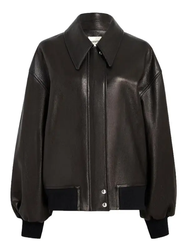 Khaite Shelman Lambskin Bomber Jacket - Black