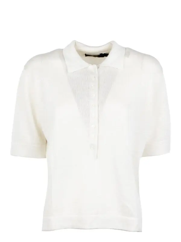 Seventy Short-sleeve Buttoned Polo Shirt - White