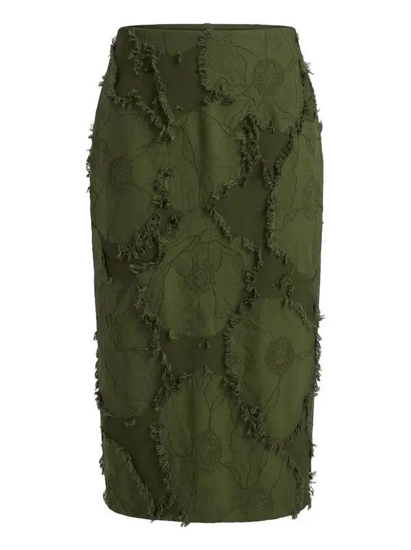 Gucci Cotton Wool Blend Floral Jacquard Mid-length Skirt - Forest Green