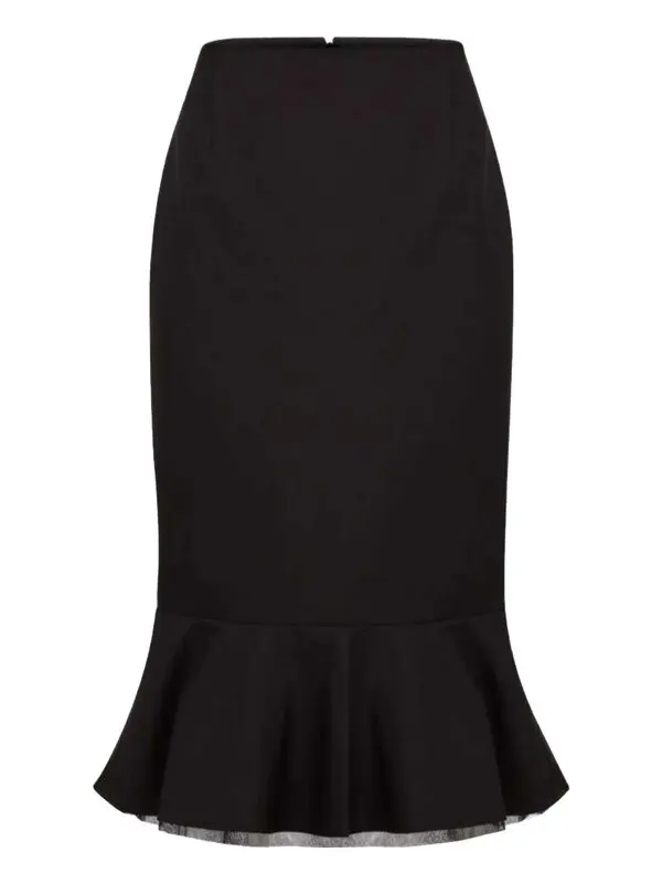 Nina Ricci Peplum Midi Skirt With Ruffled Hem - Black
