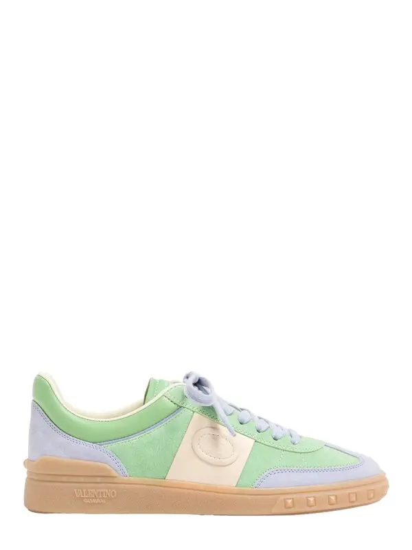 Valentino Garavani Upvillage Suede Lace-up Sneakers - Mint/lavender/ivory White