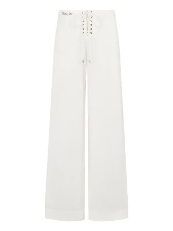 Dior Ivory Flared Lace-up Trousers - Off White