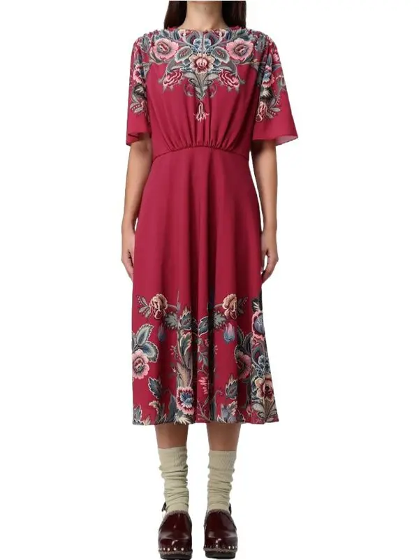 Etro Short Sleeve Printed Dress - Red