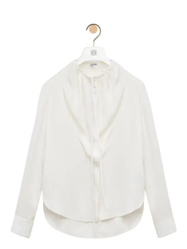 Loewe Drawstring Satin Blouse - White