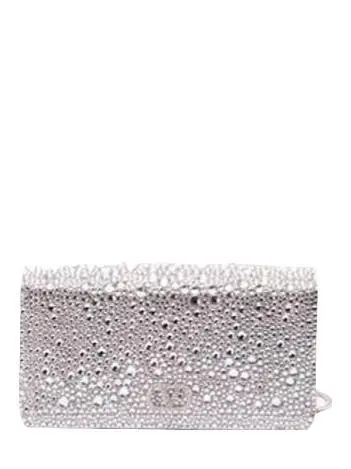 Valentino Garavani Vlogo Crystal Mini Shoulder Bag - Gray