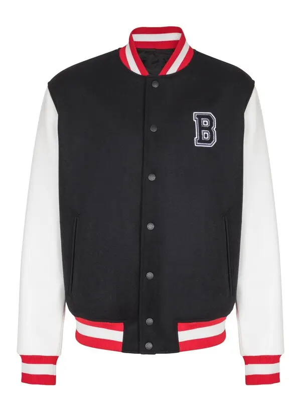 Balmain Varsity Jacket With Embroidered Patches - Green