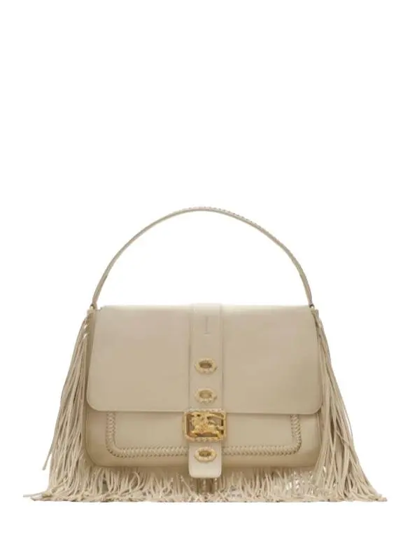 Burberry Medium Rider Fringed Tote Bag - Soap Beige