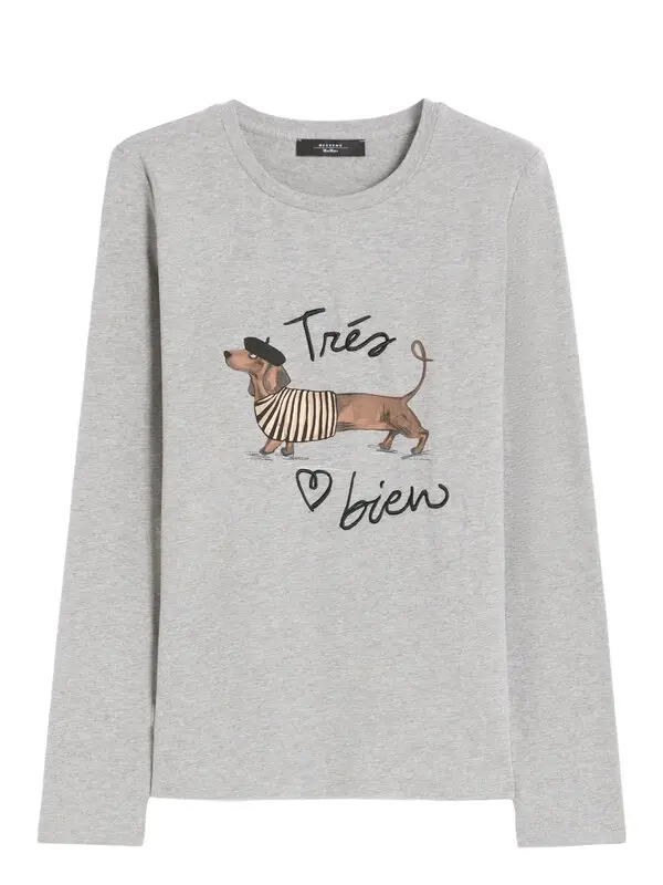 Max Mara Printed Long Sleeve T-shirt - Light Gray