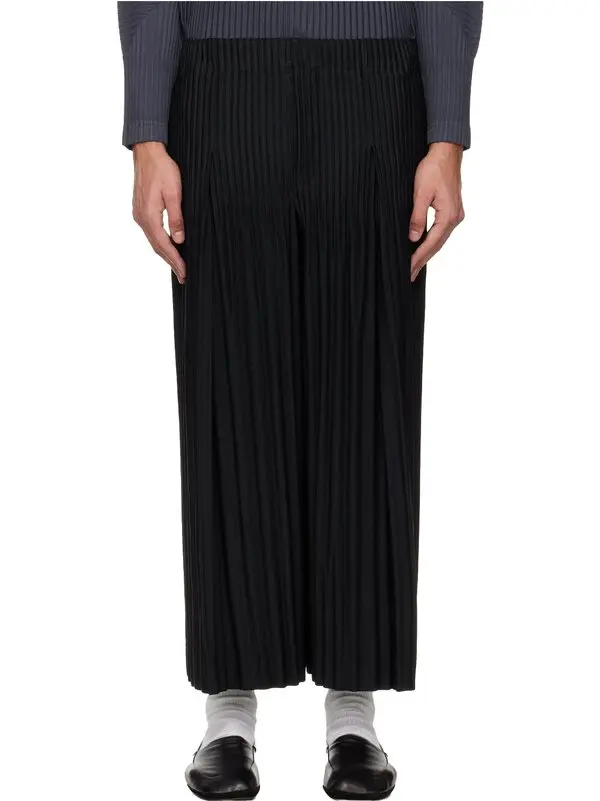 Issey Miyake Pleated Cropped Trousers - Black