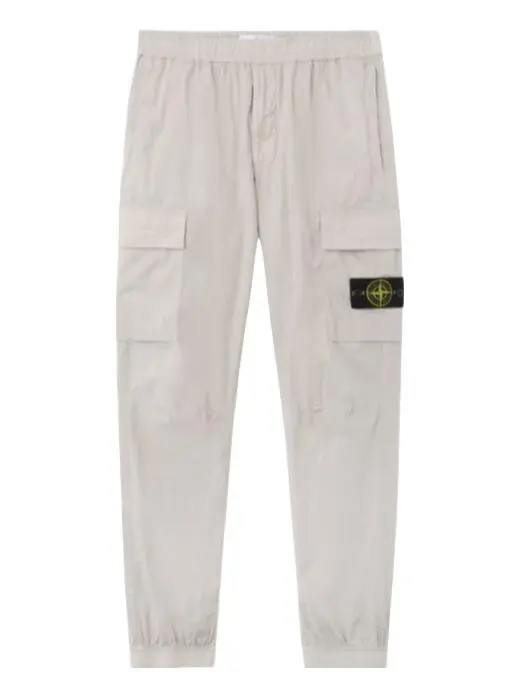Stone Island Logo Patch Tapered Leg Trousers - Pearl Grey