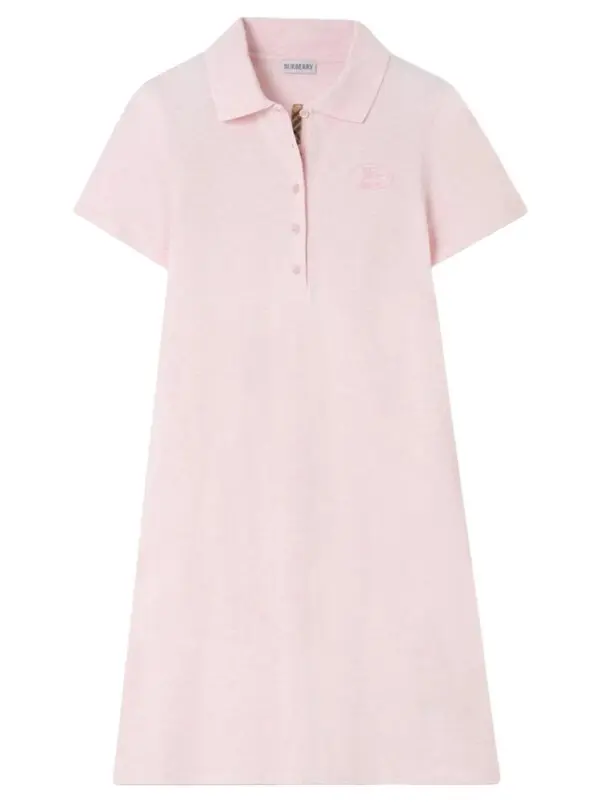 Burberry Logo Embroidered Mini Polo Dress - Mallow Powder