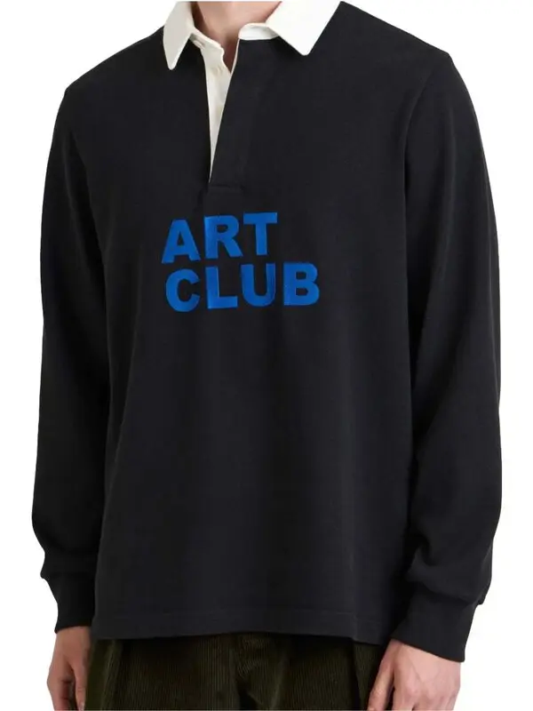 J.W.ANDERSON Jw Anderson Art Club Rugby Polo Shirt - Water-washed Black