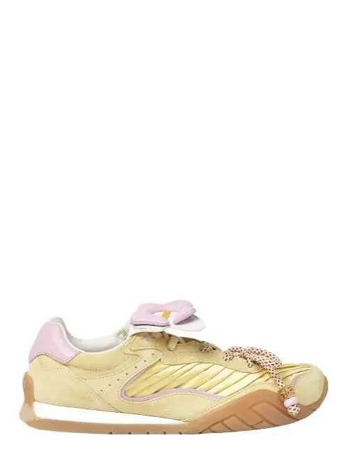 Fendi Wave Pulse Satin And Suede Low-top Sneakers - Yellow