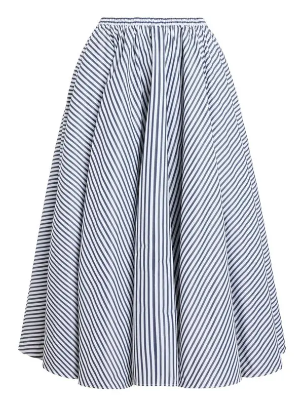 PATOU Striped Flared Midi Skirt - White