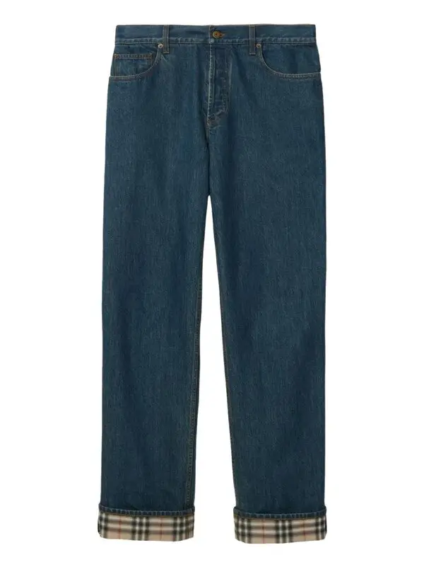 Burberry Straight-leg Jeans With Turn-up Hem - Blue