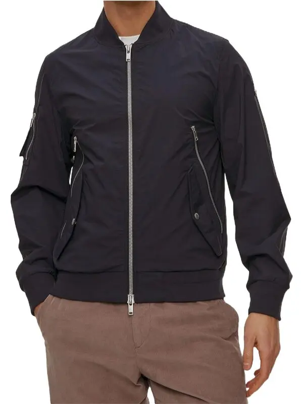 Moose Knuckles Courville Zipped Bomber Jacket - Navy Blue