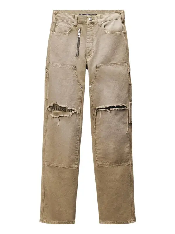 Alexander Wang Zip Carpenter Distressed Jeans - Retro Military Green