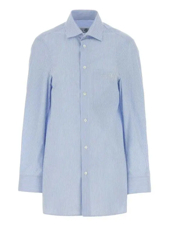 MAISON MARGIELA Long Sleeve Pinstripe Shirt - Blue