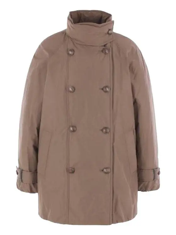 Brunello Cucinelli High-neck Double-breasted Coat - Brown
