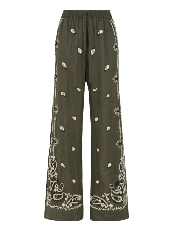 P.a.r.o.s.h Embroidered Wide Leg Trousers - Green