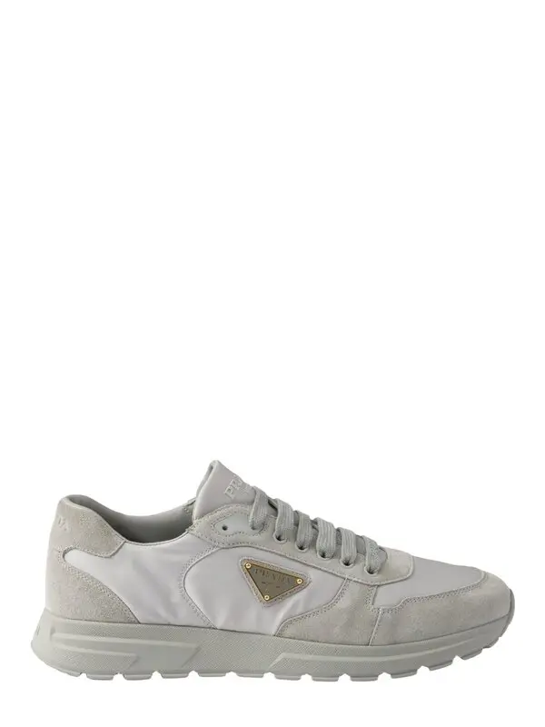 Prada Lace-up Sneakers With Enameled Triangle Logo - Cloud Gray