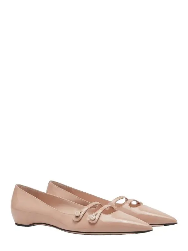Gucci Logo Button Pointed Toe Flats - Pink
