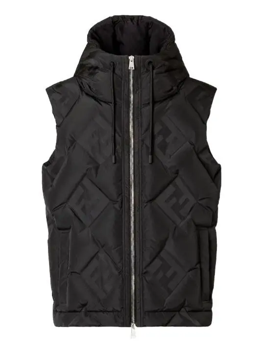Fendi Ff Jacquard Hooded Gilet - Black