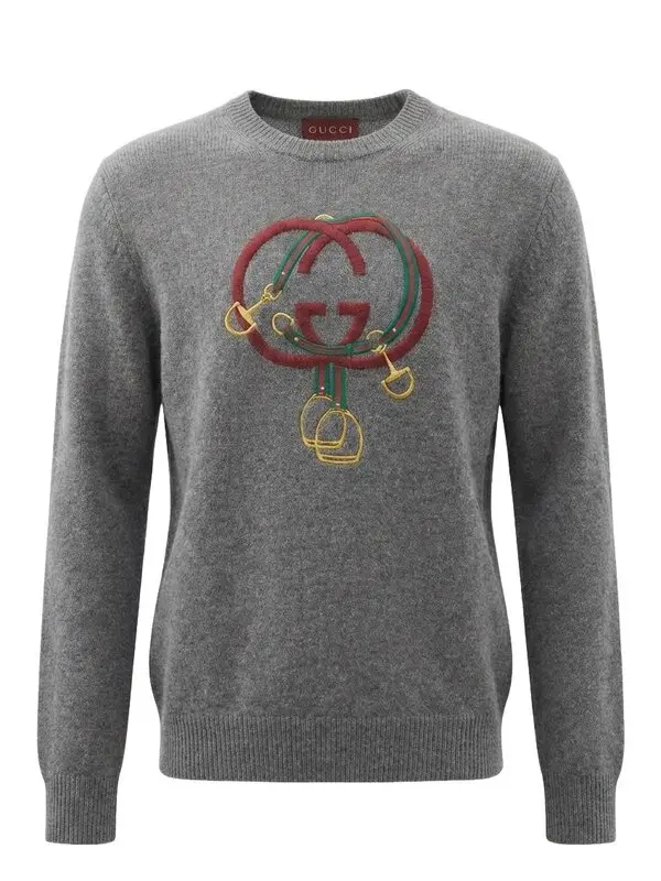 Gucci Embroidered Wool Sweater - Dark Gray