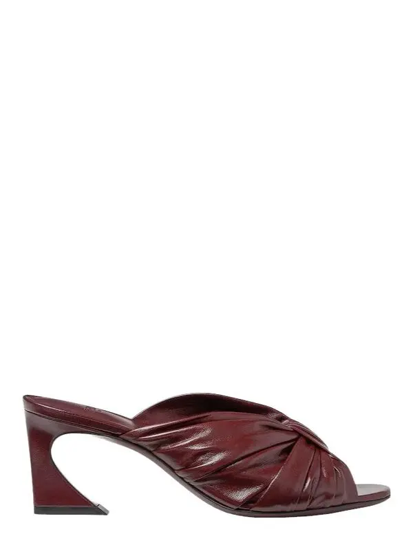 Fendi Arco Bow Embellished Leather Mules - Red