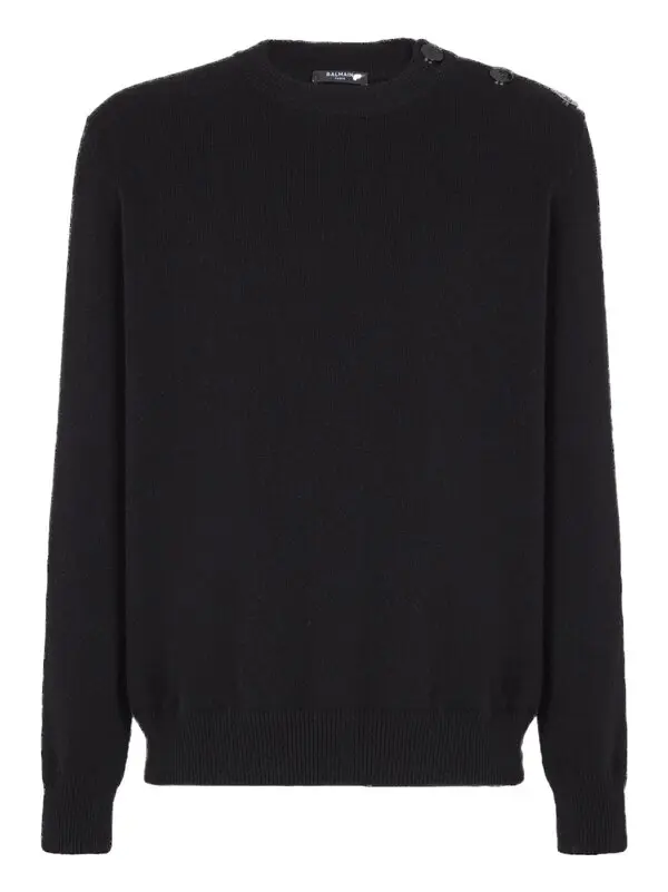 Balmain Fine Knit Jumper With Button Detail - Black