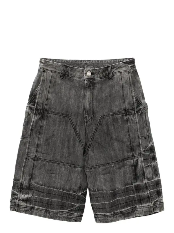 JUUN.J Acid Wash Denim Shorts - Black