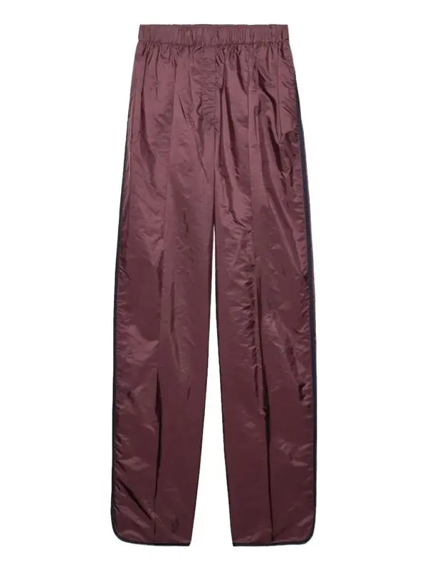 Prada Elasticated Waistband Pants With Enamelled Triangle Logo - Pomegranate Red/royal Blue