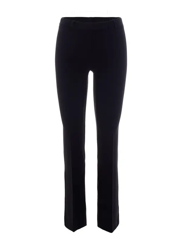 Patrizia Pepe Crepe Slim Fit Slit Hem Pants - Black