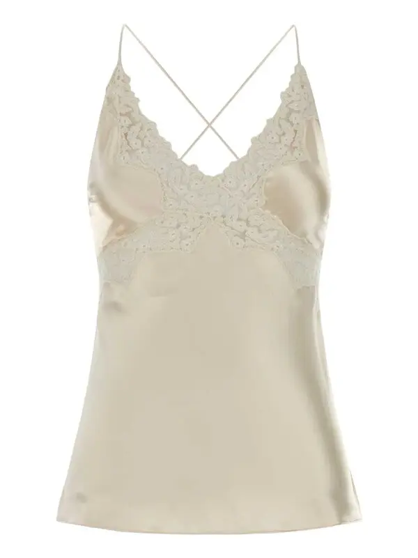 Alberta Ferretti Lace-trimmed Sleeveless Top - Nude