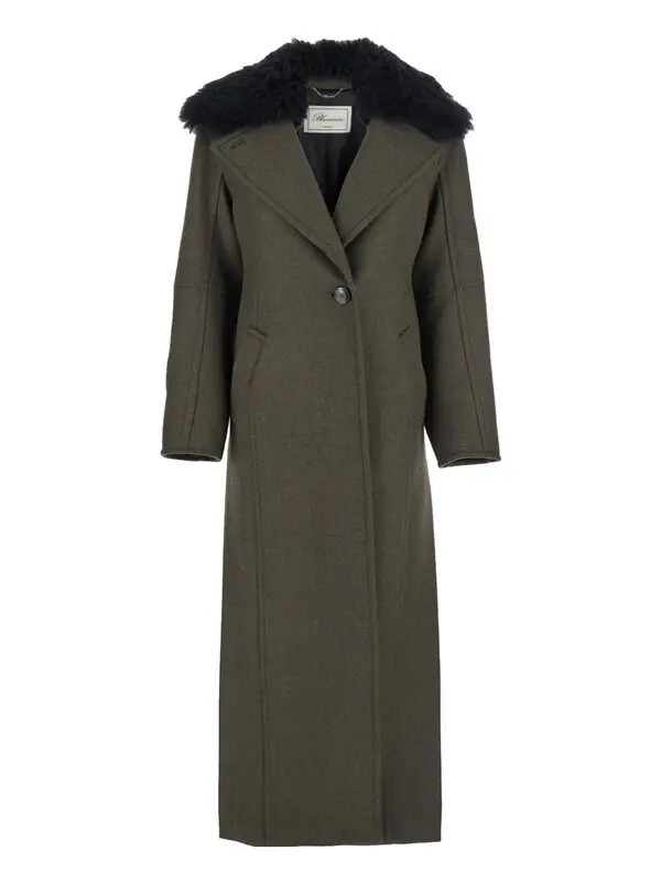 Blumarine Single-breasted Shearling Detailed Coat - Green