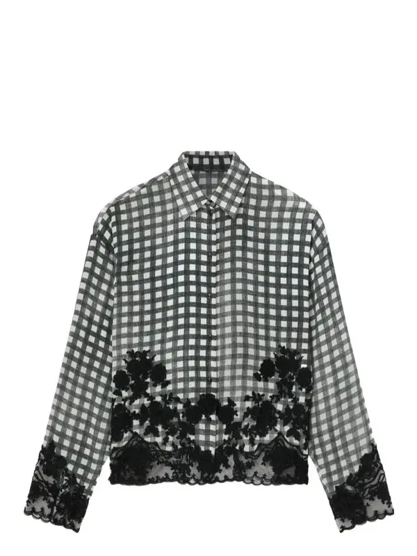 Ermanno Scervino Checked Floral Lace Shirt - Gray