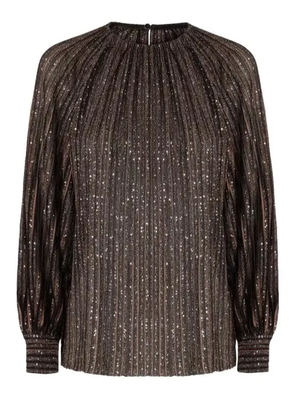 Missoni Sequined Striped Long Sleeve Top - Black