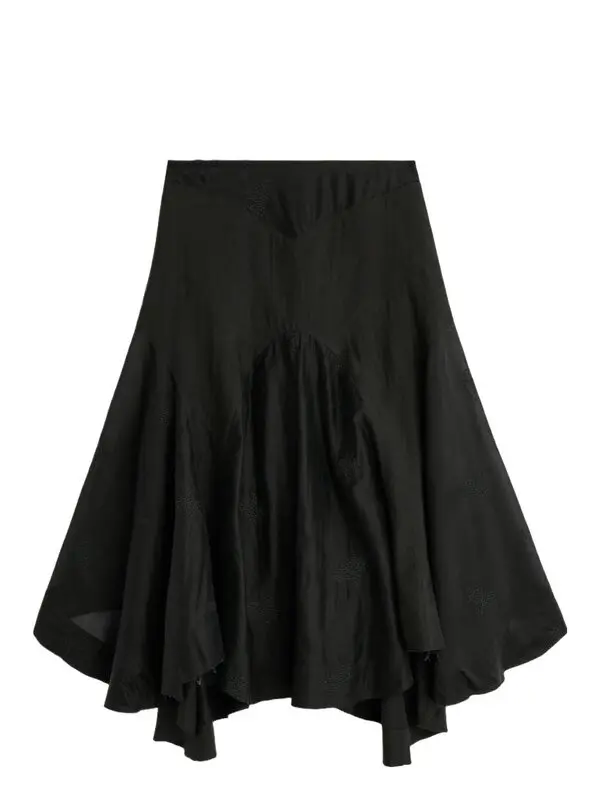 Our Legacy Asymmetric Midi Skirt With Ruffles - Black